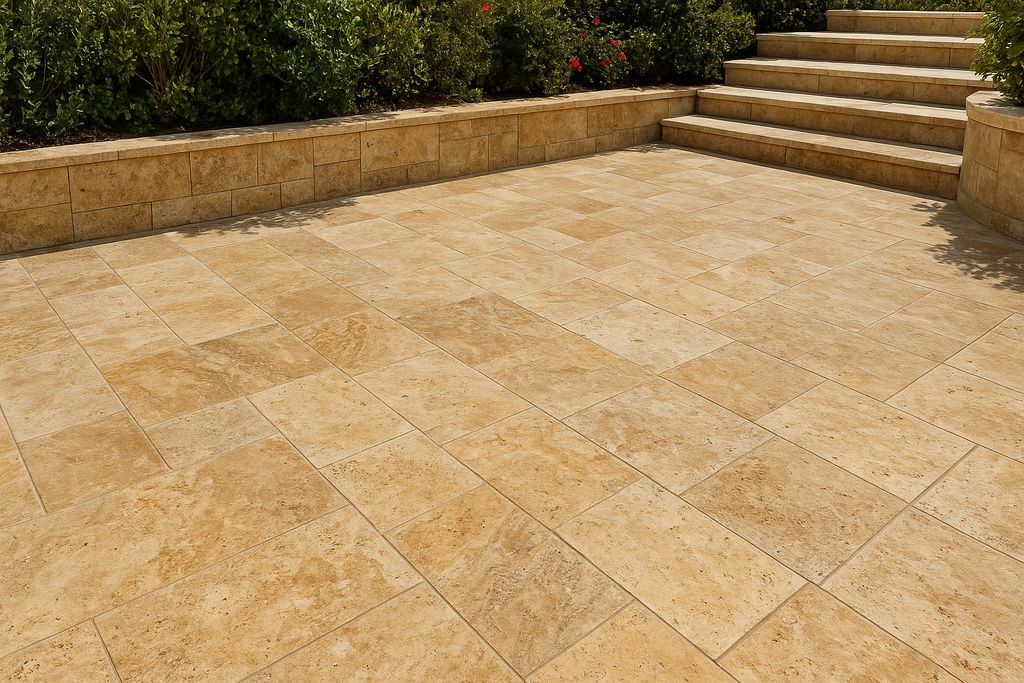 Travertine in Outdoor Patios and Gardens - Iran Stone Market | Slab ...